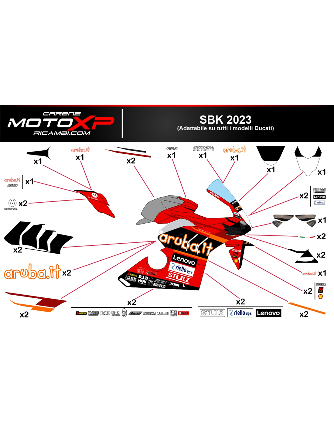 Sticker set compatible with Ducati Panigale V2 2020 - 2023 ... Sticker set compatible with Ducati Panigale V2 2020 - 2023 ...