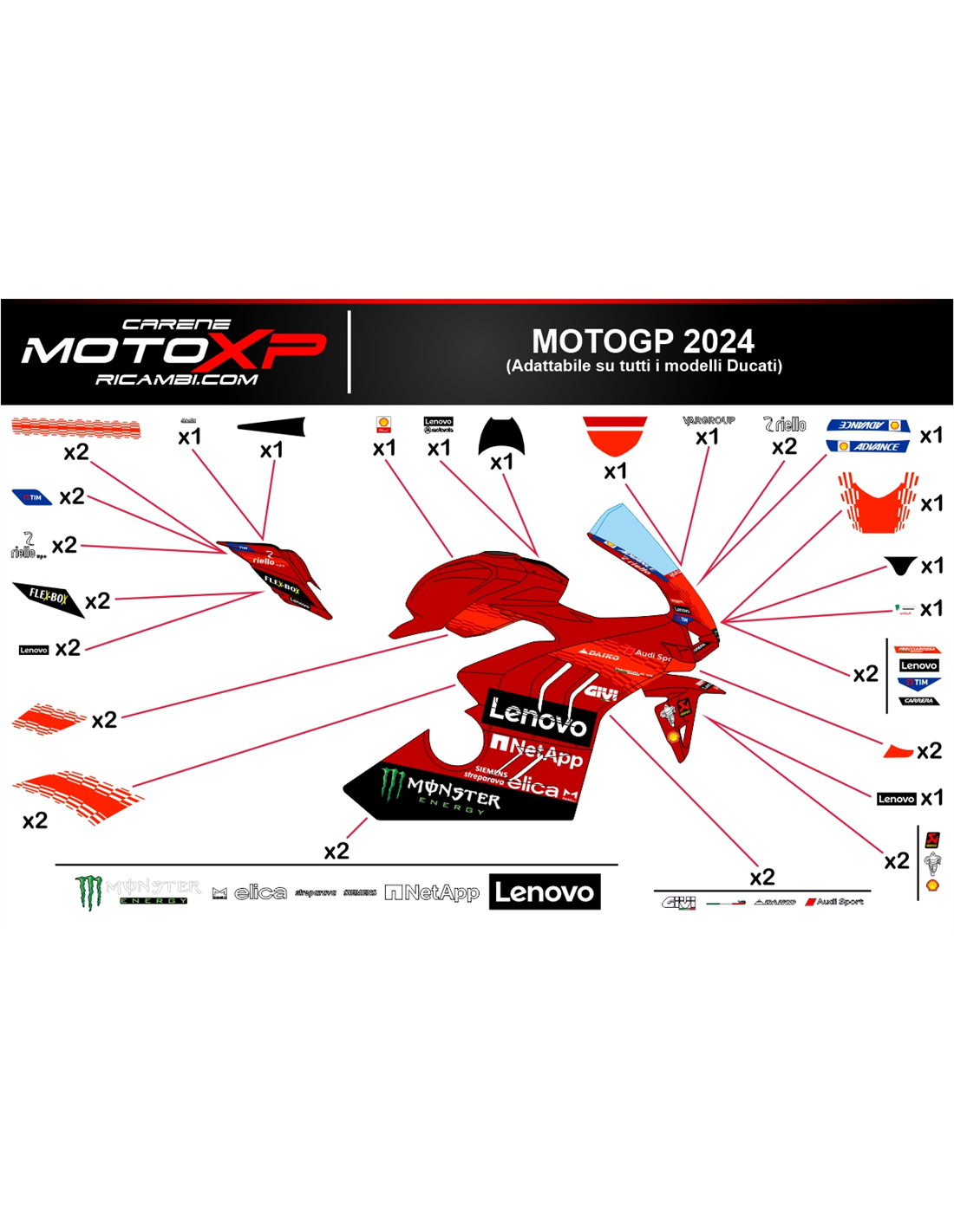 Sticker set compatible with Ducati Panigale V4 V4S 2022 - 2024 ... Sticker set compatible with Ducati Panigale V4 V4S 2022 - 2024 ...